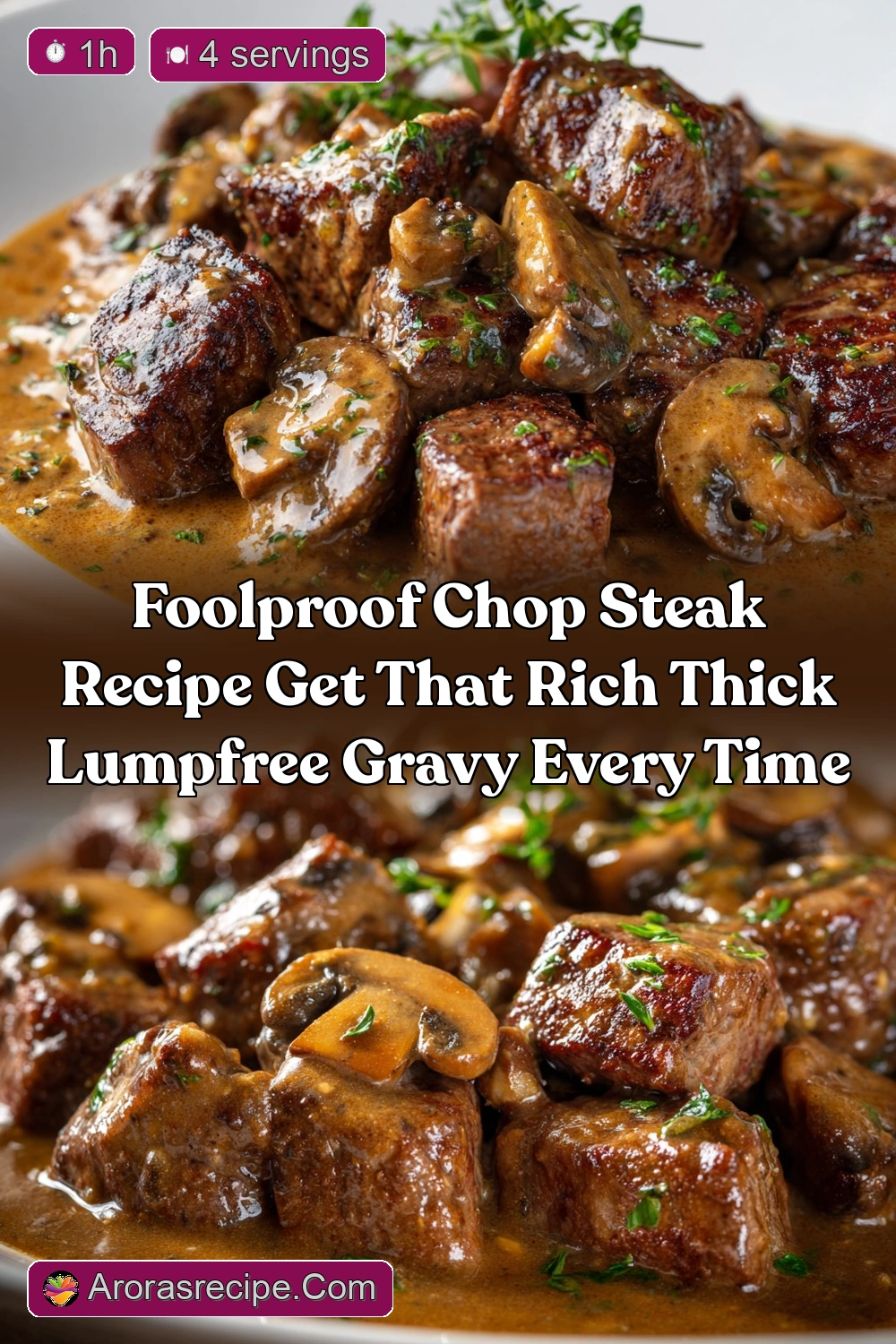 Ultimate Chop Steak Recipe Tender Cubes in Rich Mushroom…