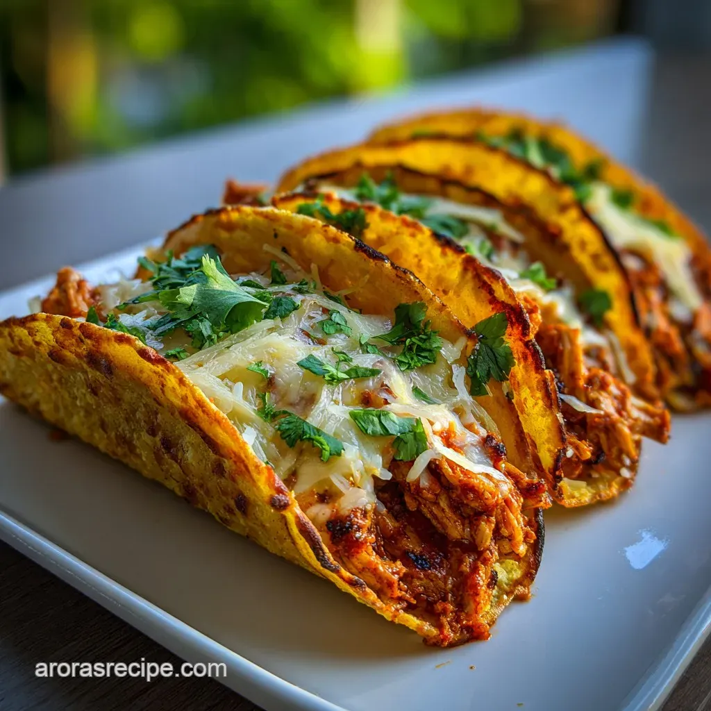 Crispy Cheesy Chicken Tinga Tacos Oven Baked Ready in 40…